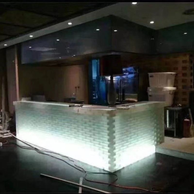 Custom Design LED Lighting Glass Blocks Bar Base and Countertop Designs