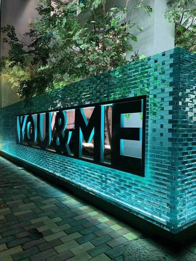 Natural Green Glass Blocks Boundary Wall glass bricks exterior applications