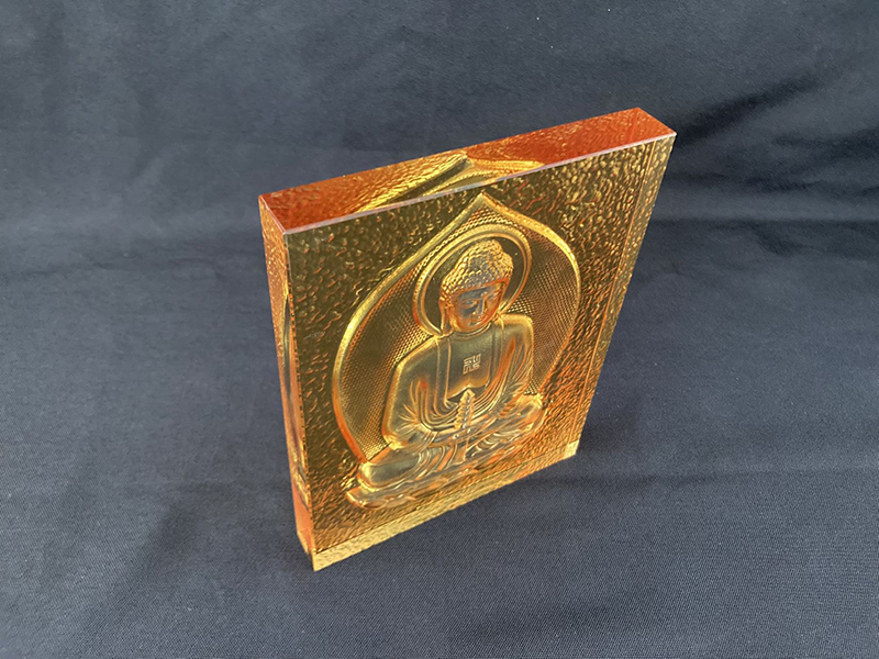 custom casting religious glass Buddha blocks for temple interior design