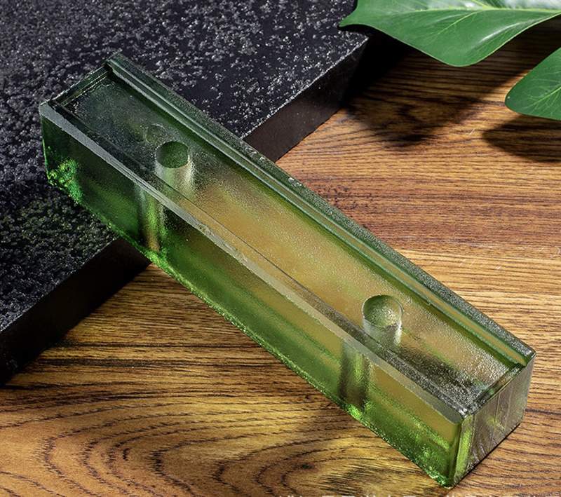 Colorful rectangle glass bricks with two holes