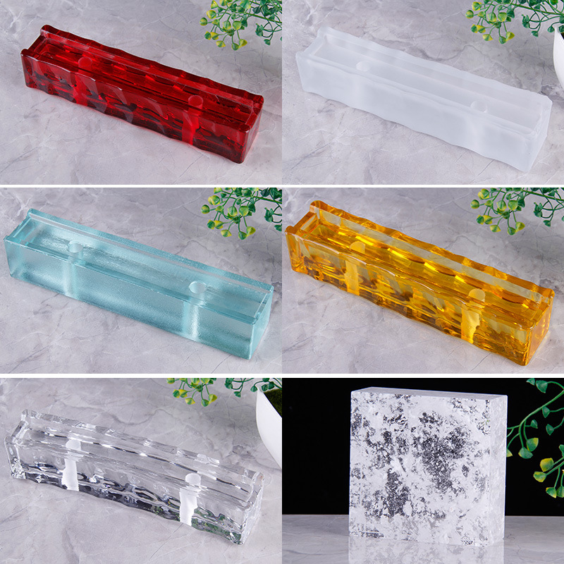 Colorful rectangle glass bricks with two holes