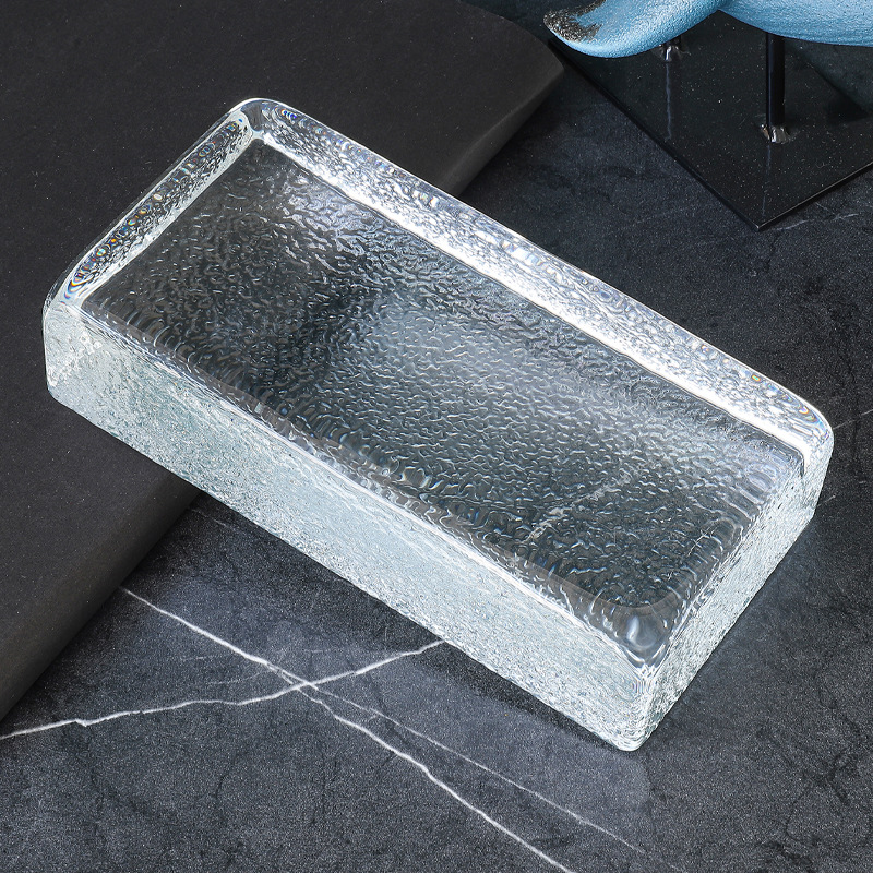 Clear solid glass bricks for exterior fence wall decor design